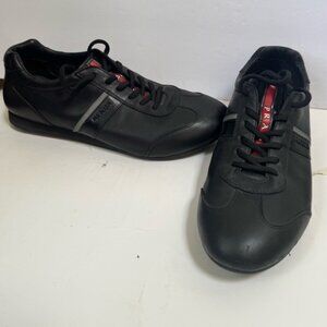 Prada | Shoes | Prada Monte Carlo Leather Sneaker Logo Red Stripe Shoes ...
